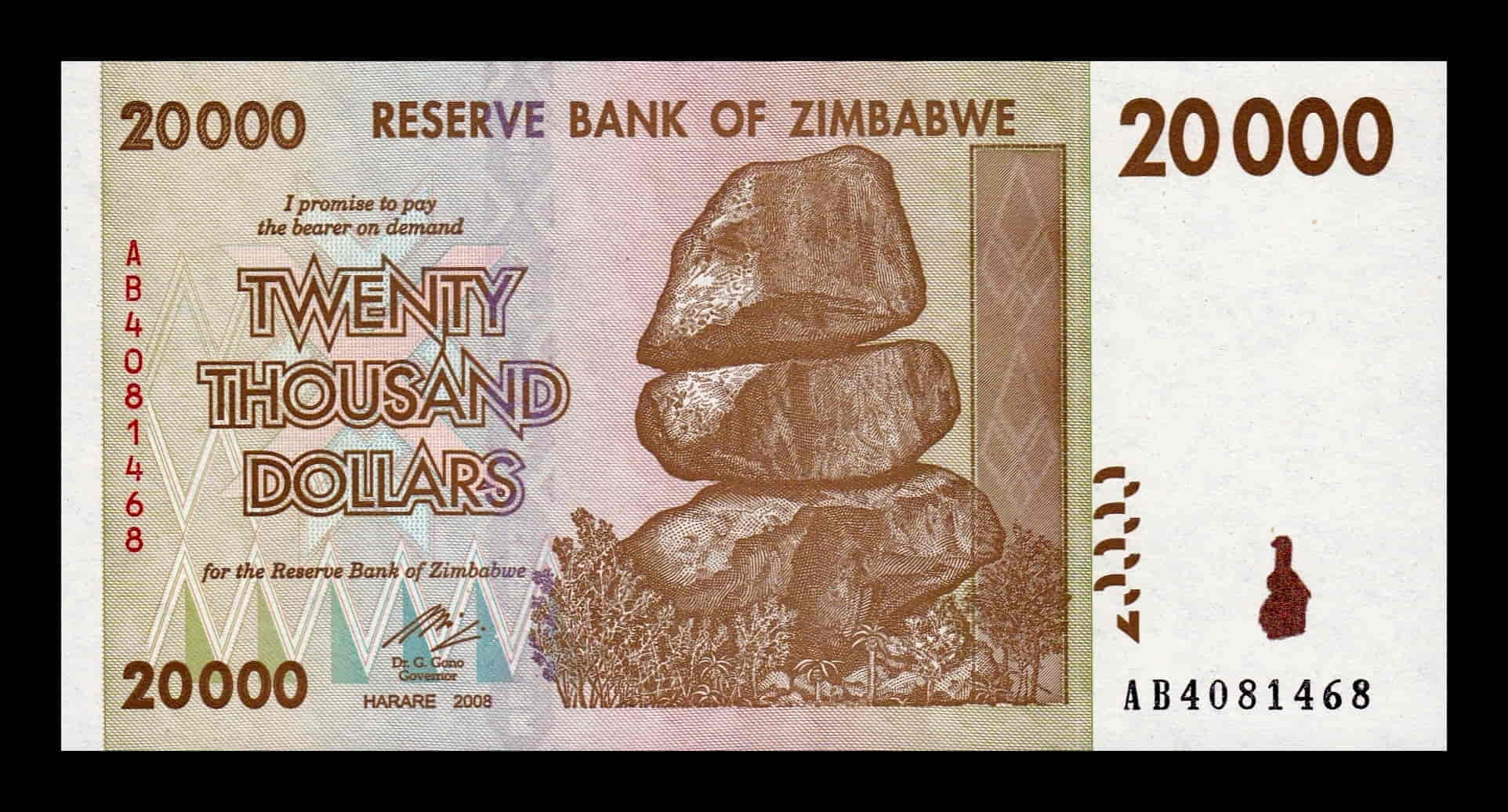 Zimbabwe 20000 D lares 2008 Pick 73a Sc Unc NUMISM TICA LA LONJA